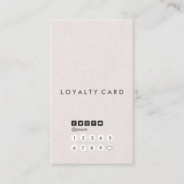 Professional Minimal Linen Vertical Loyalty Card | Zazzle