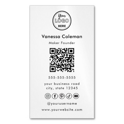 Professional Minimal Qr Code White Business Card | Zazzle