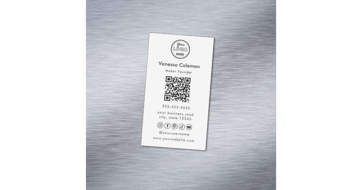 Professional Minimal Qr Code White Business Card | Zazzle