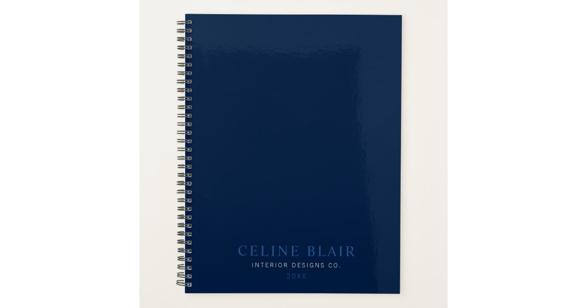 Professional Minimalist Elegant Navy Blue Planner | Zazzle