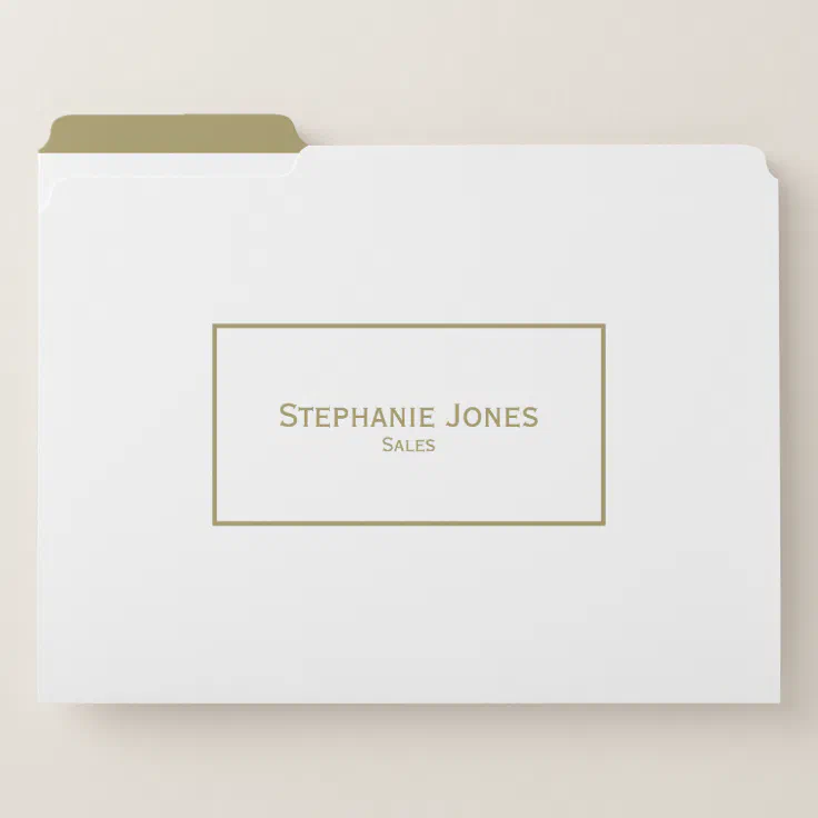 Professional Minimalist Gold Name and Department File Folder | Zazzle