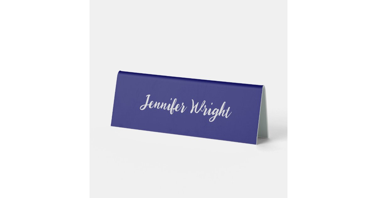 Professional minimalist handwriting blue table tent sign | Zazzle
