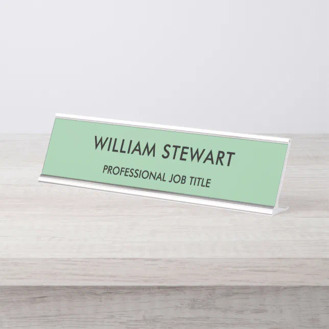 Professional Minimalist Mint Green Employee Staff Desk Name Plate | Zazzle