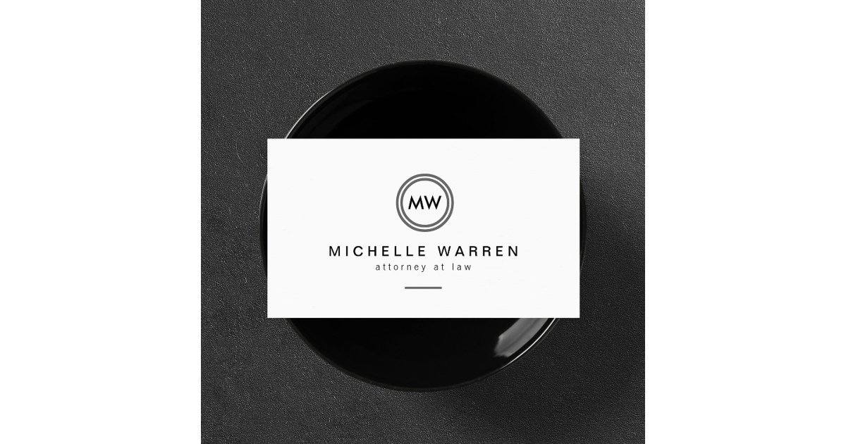 Professional Minimalist Modern Circle Monogram Business Card | Zazzle