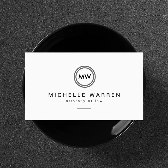 Professional Minimalist Modern Circle Monogram Business Card | Zazzle
