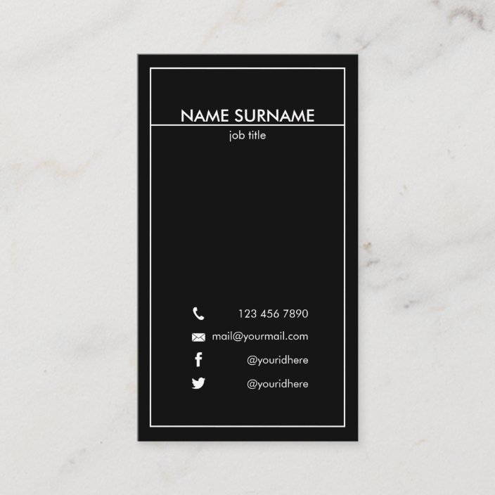 Professional Minimalist Modern Clean B&W Vertical Business Card ...