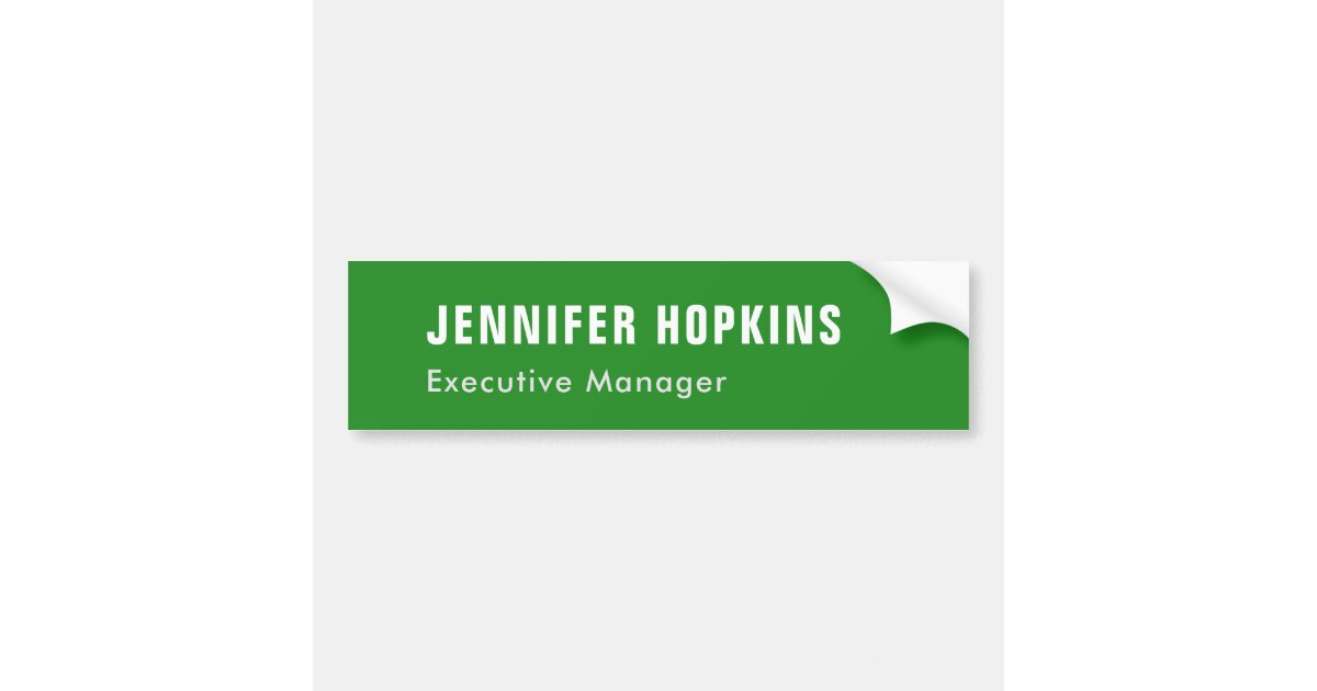 Professional minimalist modern forest green bumper sticker | Zazzle