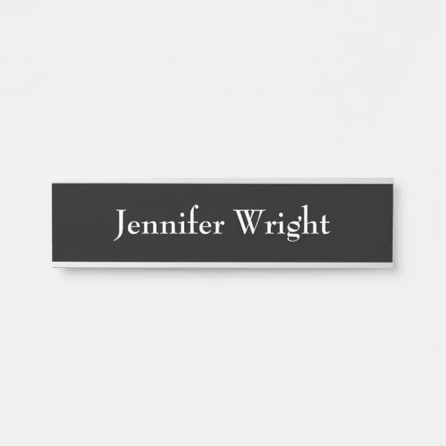 Professional minimalist plain black white classic door sign | Zazzle