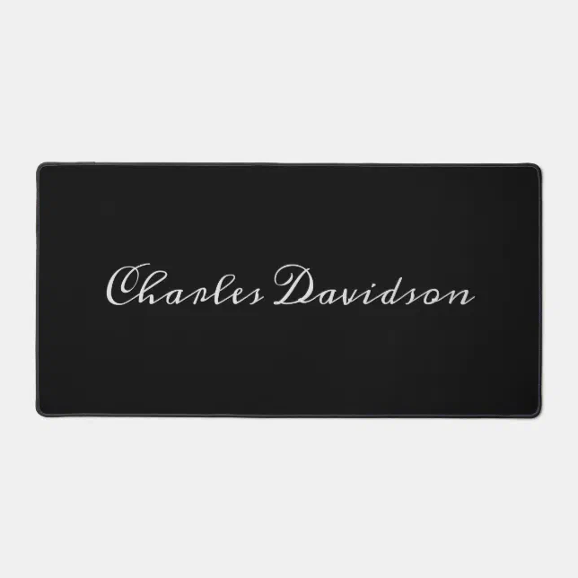 Professional Minimalist Plain Calligraphy Black Desk Mat | Zazzle