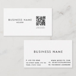 Professional Minimalist QR Code Business Card | Zazzle