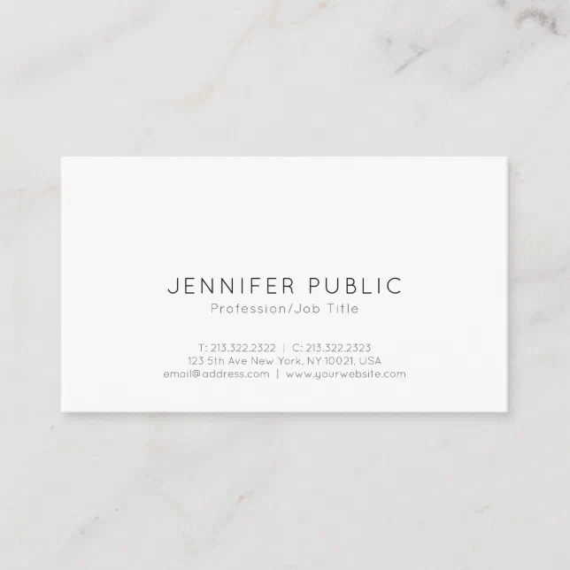 Professional Minimalist Simple Plain Modern Business Card | Zazzle