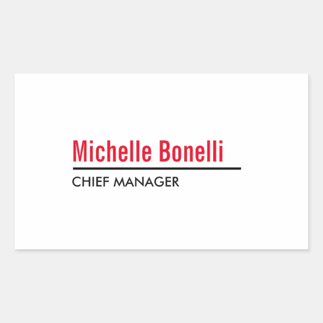 Professional Minimalist Simple White Modern Plain Rectangular Sticker ...
