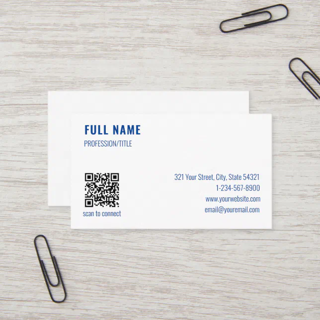 Professional Minimalistic Simple QR Code Business Card | Zazzle