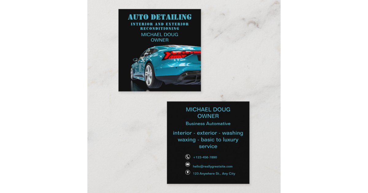 Professional Mobile Auto Detailing Service Square Business Card | Zazzle