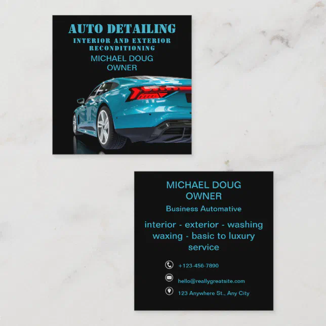 Professional Mobile Auto Detailing Service Square Business Card | Zazzle