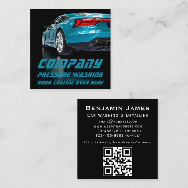 Professional Mobile Auto Detailing Service Square Business Card | Zazzle