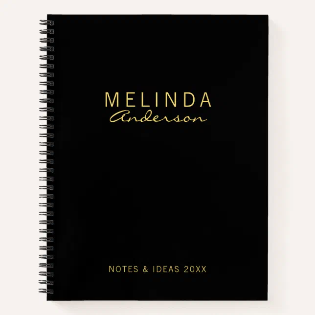 Professional Modern Black and Gold Notebook | Zazzle