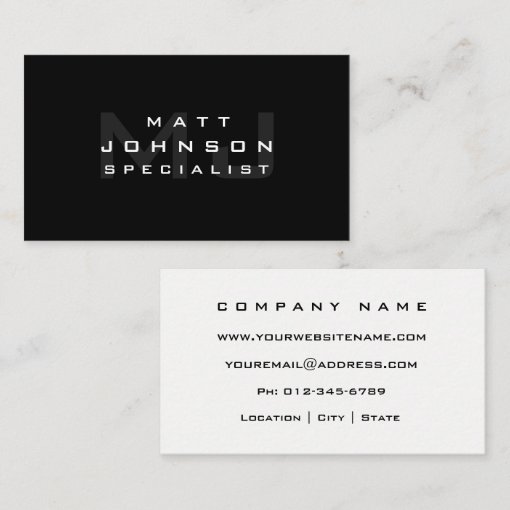 Professional Modern Black Business Card | Zazzle