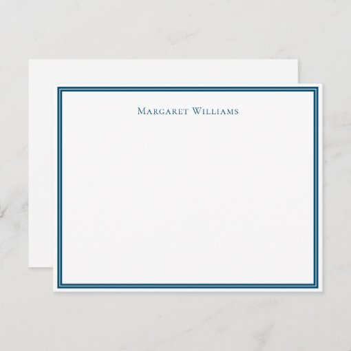 Professional Modern Blue Border Note Card | Zazzle