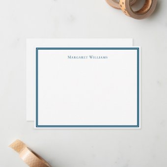 Professional Modern Blue Border Note Card | Zazzle