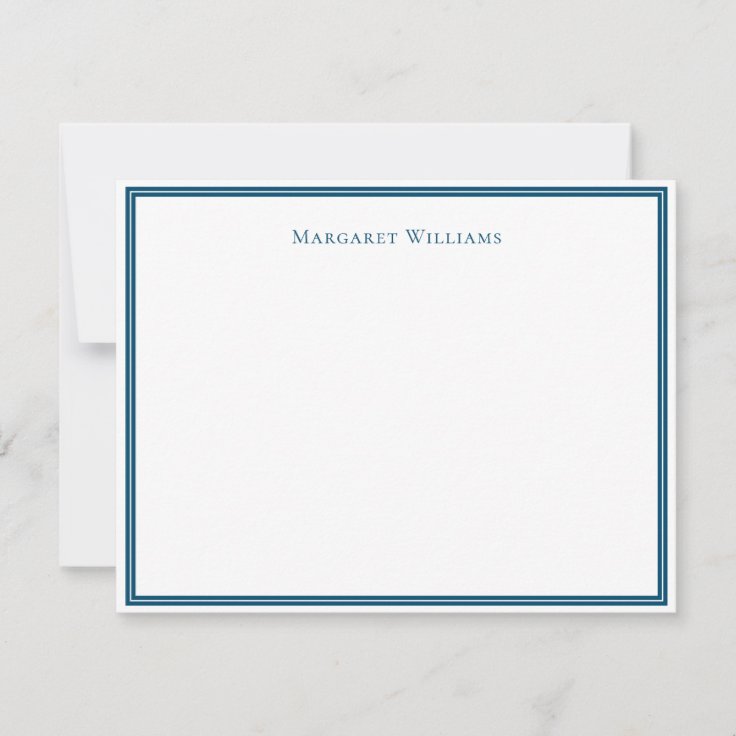 Professional Modern Blue Border Note Card | Zazzle