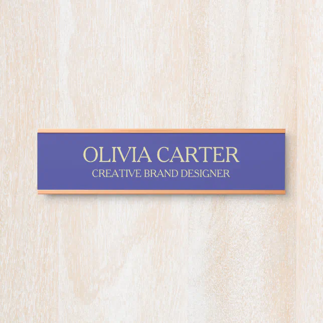 Professional Modern blue Gold Office Name Title Door Sign | Zazzle