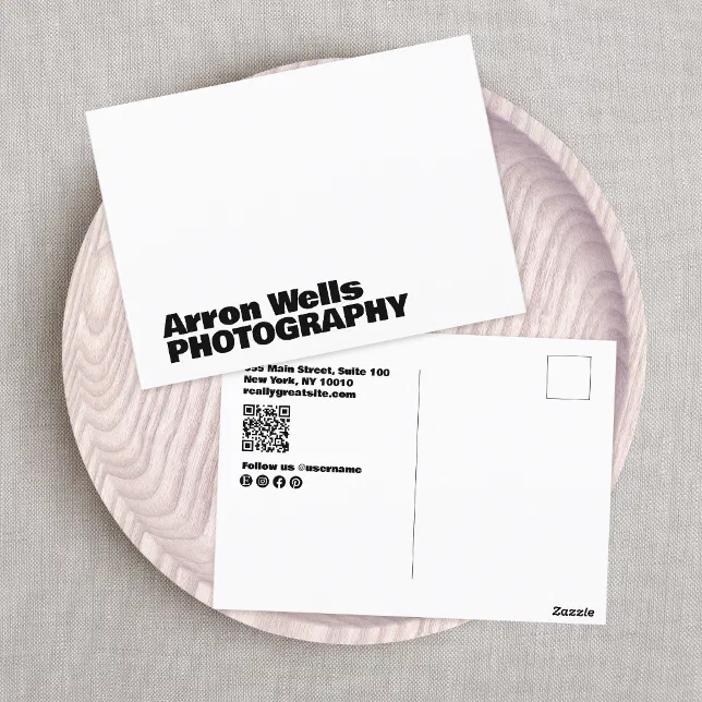 Professional Modern Bold Typography QR Code Postcard | Zazzle