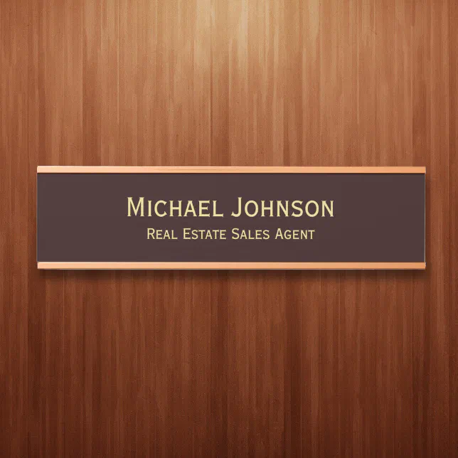 Professional Modern Brown Gold Office Name Title Door Sign | Zazzle