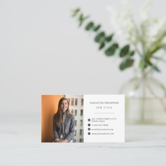 Professional Modern Business Employee photo Logo Business Card | Zazzle