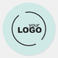 Professional Modern Business Logo Light Turquoise Classic Round Sticker ...