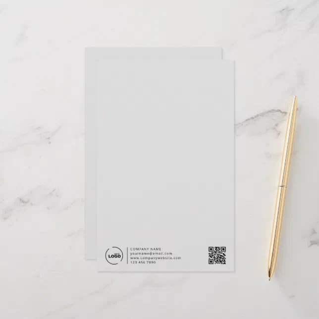 Professional Modern Business Logo QR Code Gray Stationery | Zazzle