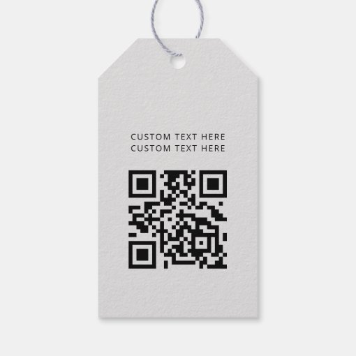 Professional Modern Business Logo QR Code Grey Gift Tags | Zazzle