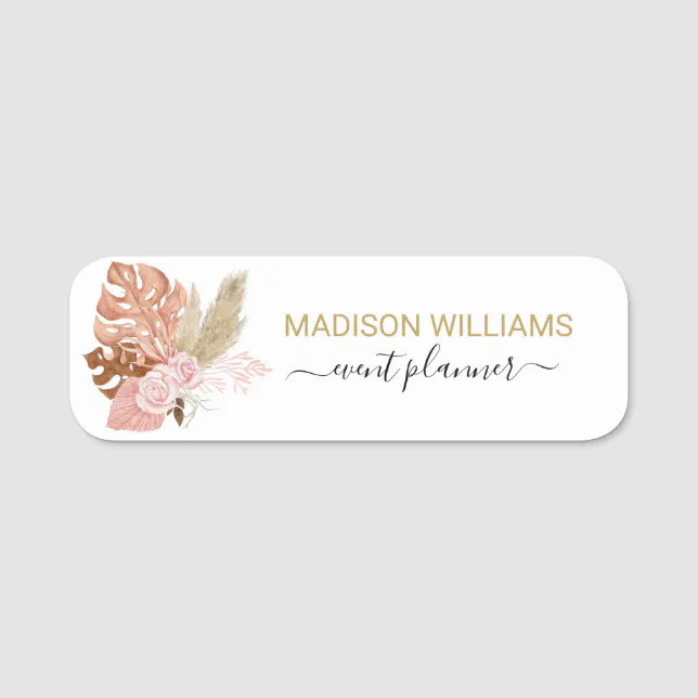 Professional modern business watercolor floral name tag | Zazzle