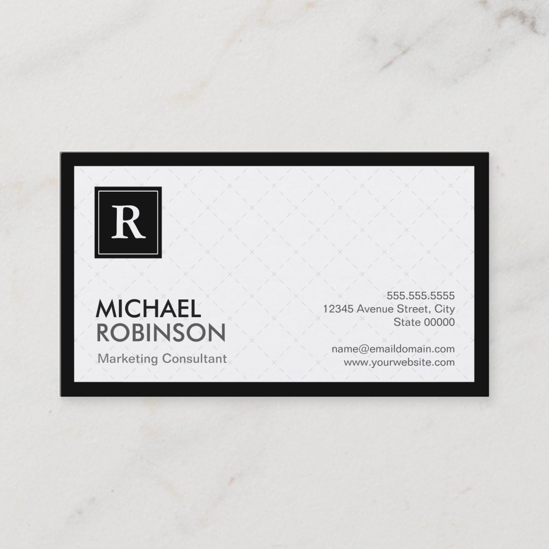 Professional Modern Diamond Grid Monogram Logo Business Card | Zazzle
