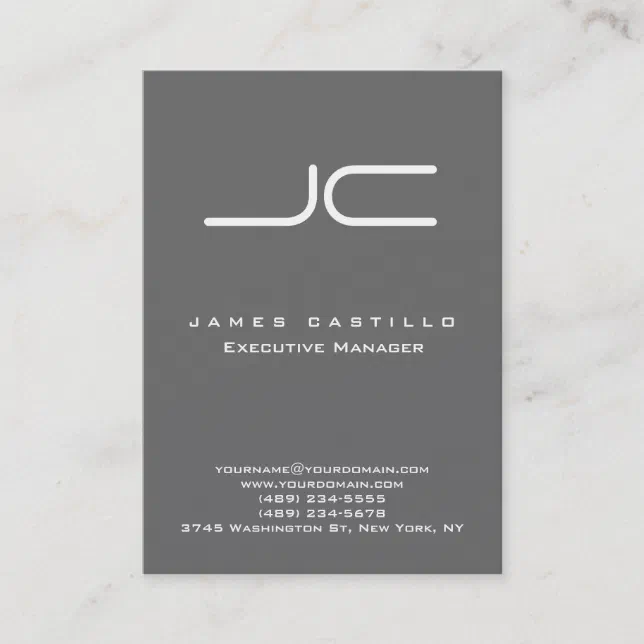 Professional Modern Dim Gray Monogram Business Card | Zazzle