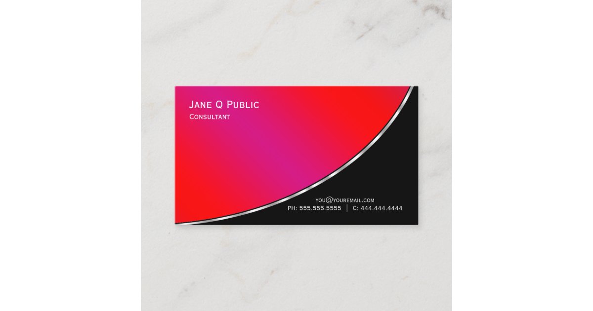 Professional Modern Elegant Bright Crimson Business Card | Zazzle