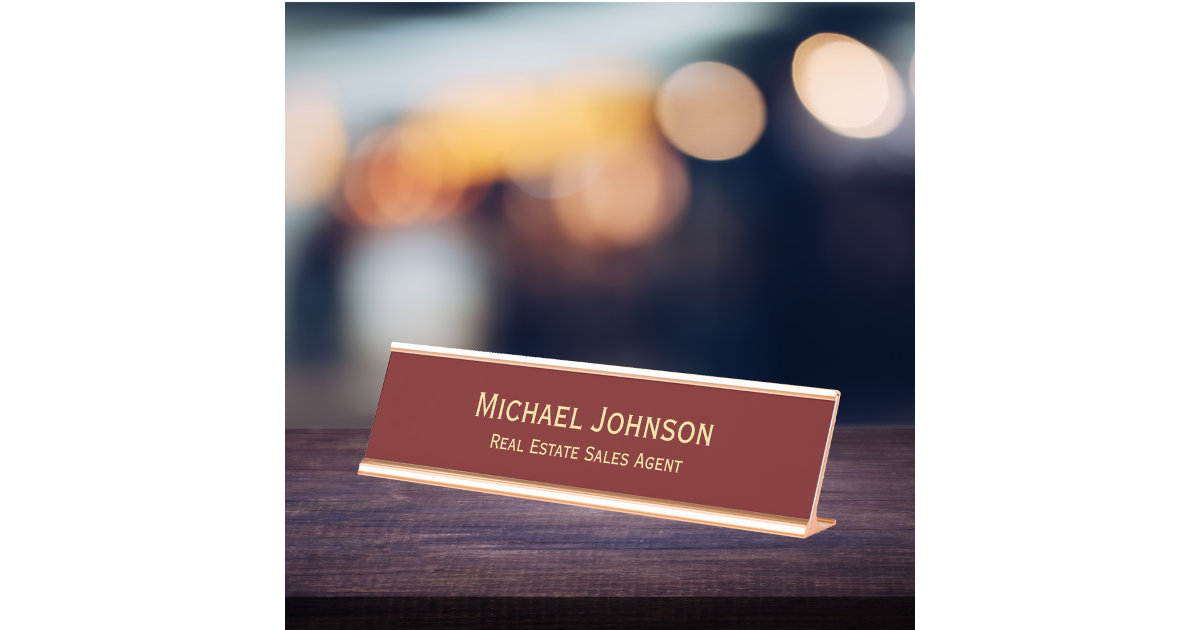 Professional Modern Elegant Business Office Title Desk Name Plate | Zazzle