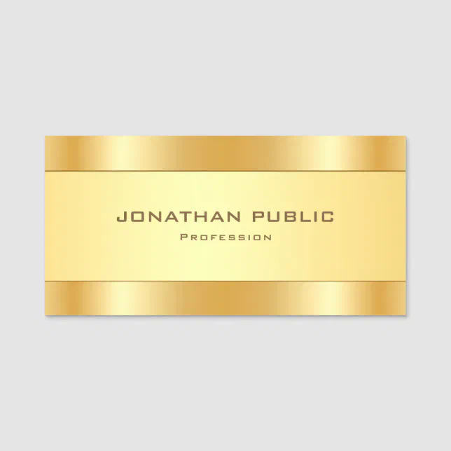 Professional Modern Elegant Gold Metallic Look Name Tag | Zazzle