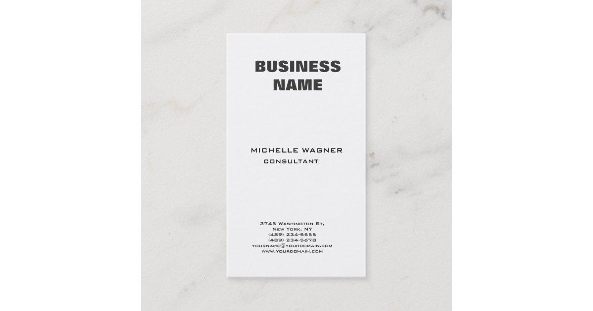 Professional Modern Elegant White Minimalist Business Card | Zazzle