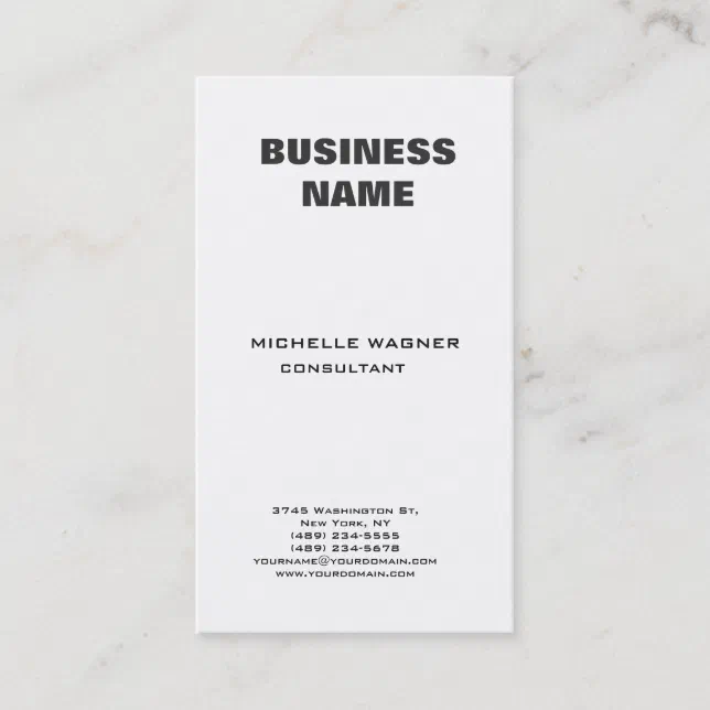 Professional Modern Elegant White Minimalist Business Card | Zazzle