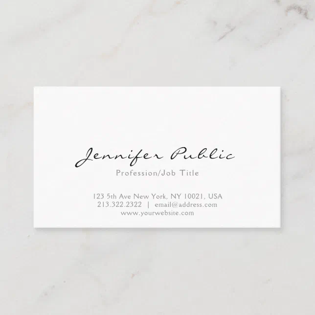 Professional Modern Elegant White Simple Plain Business Card | Zazzle