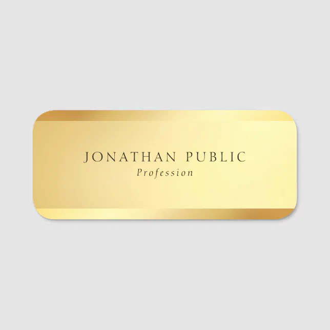 Professional Modern Glam Gold Simple Template Name Tag | Zazzle