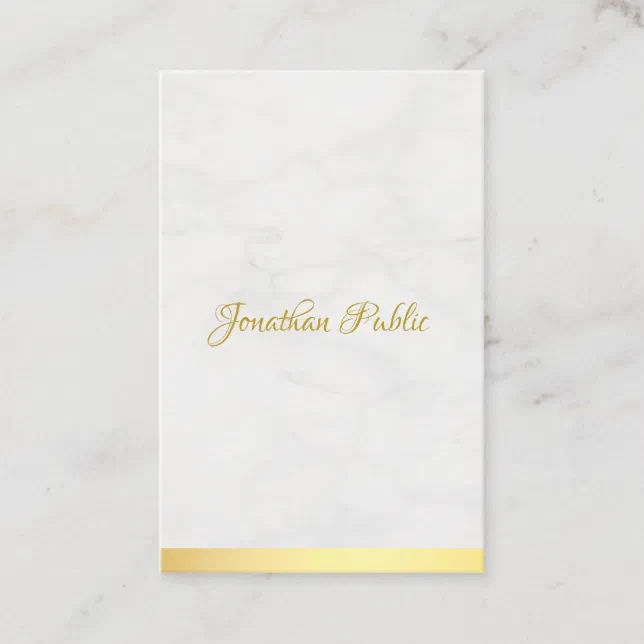 Professional Modern Gold Marble Handwritten Name Business Card | Zazzle