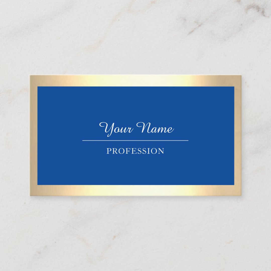 Professional Modern Golden Simply Royal Blue Business Card | Zazzle