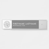 Professional, Modern Gray White Logo, Name, Title Door Sign | Zazzle