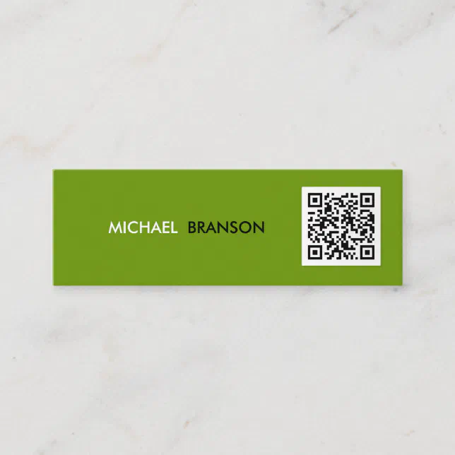 Professional Modern Green Black Minimal QR CODE Mini Business Card | Zazzle