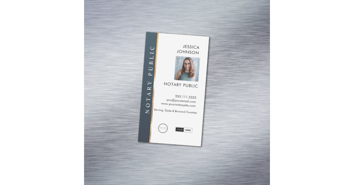 Professional modern minimal add logo Notary Business Card Magnet | Zazzle
