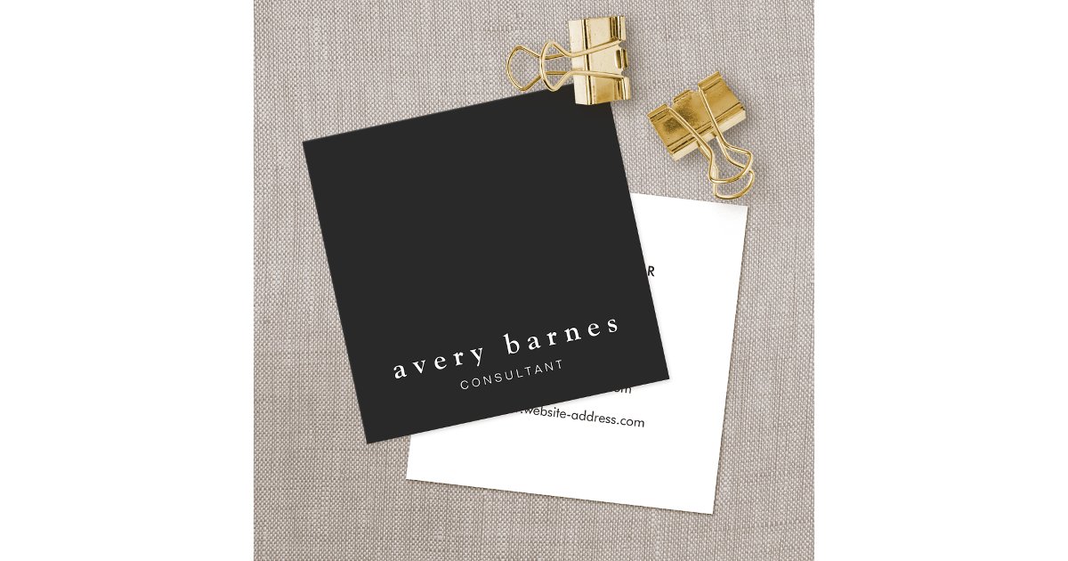 Professional Modern Minimalist Black Square Square Business Card | Zazzle