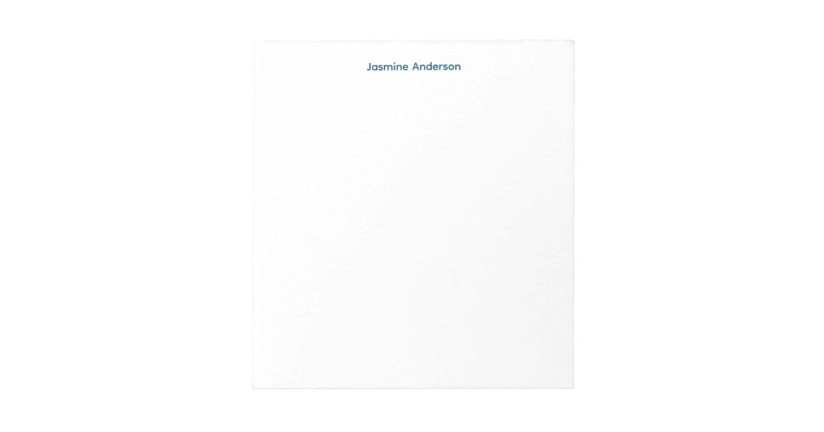 Professional Modern Minimalist Blue White Linen Notepad | Zazzle