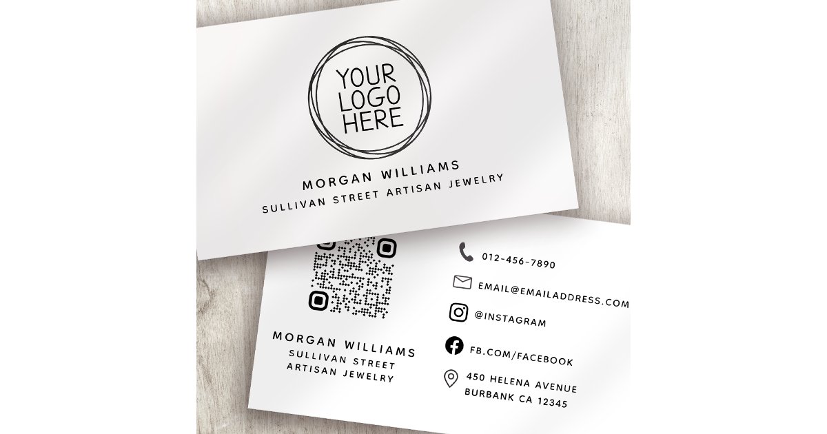 Professional Modern Minimalist Logo Qr Code Business Card | Zazzle